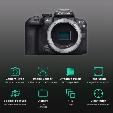 Buy Canon EOS R10 24.2MP Mirrorless Camera (Body Only, 22.3 x 14.9 mm ...